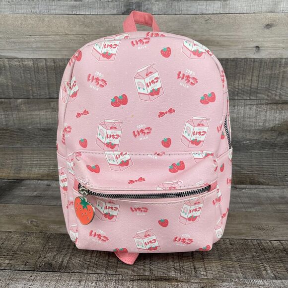 Bioworld | Bags | Strawberry Milk Mini Backpack Pink Cute Kawaii Mini ...